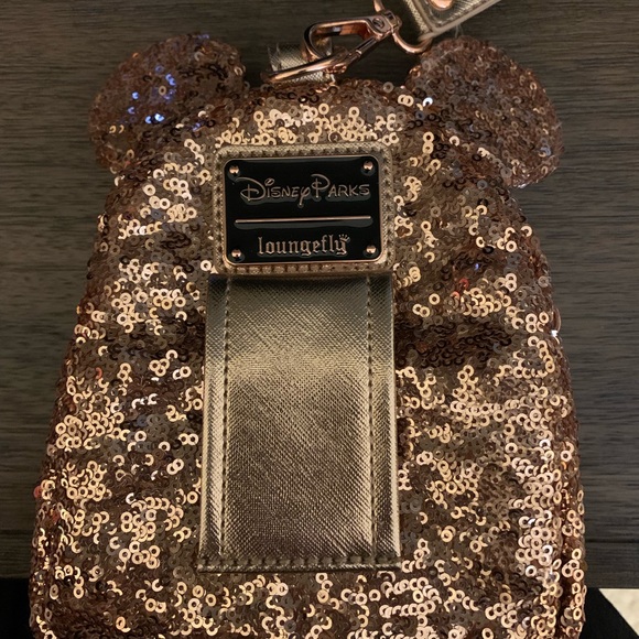 Loungefly | Bags | Loungefly Disney Mini Wristlet Backpack Rose Gold ...